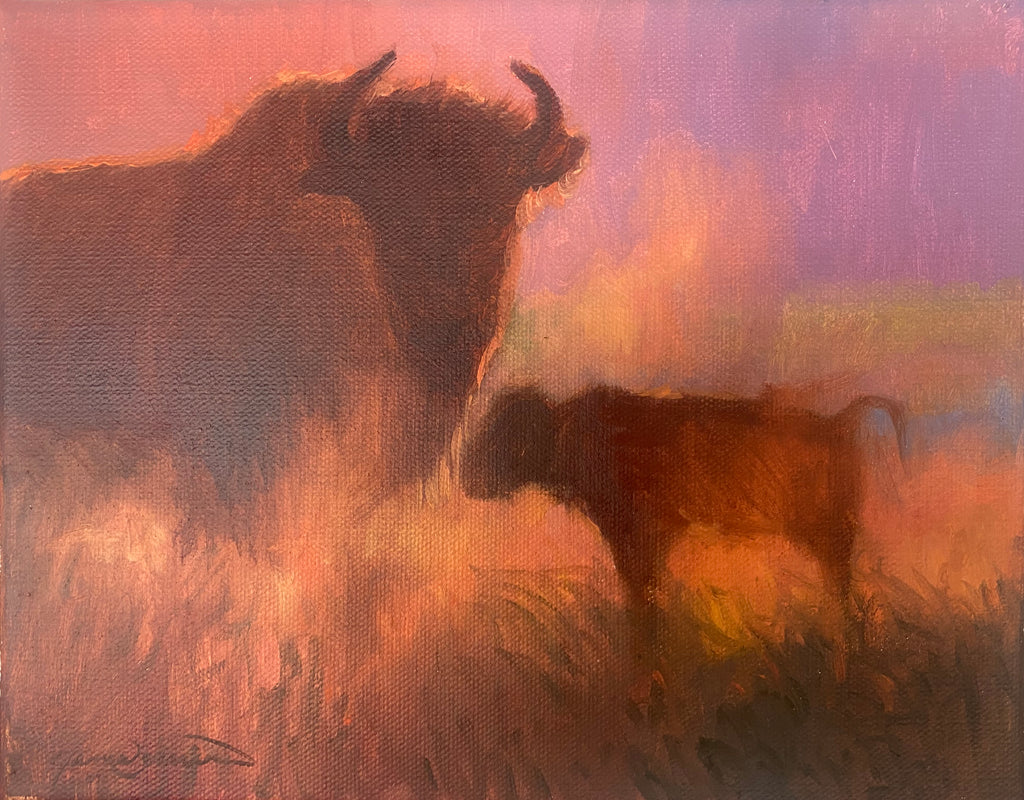 Sunset Bison Study - Oil on Canvas – James Corwin Fine Art - Wildlife ...